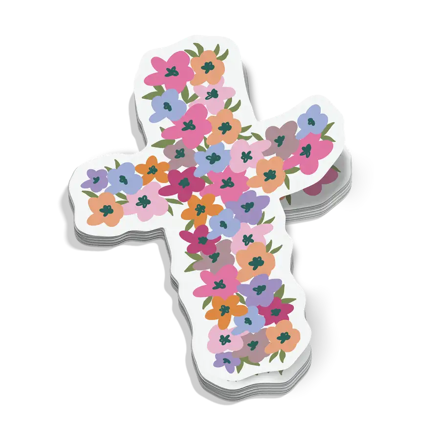 Floral Cross Sticker | Christian Statements