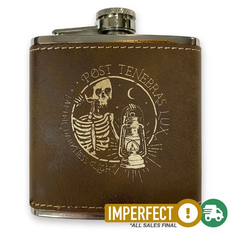 Imperfection: Rustic Gold, Post Tenebras Lux Leatherette Flask ...