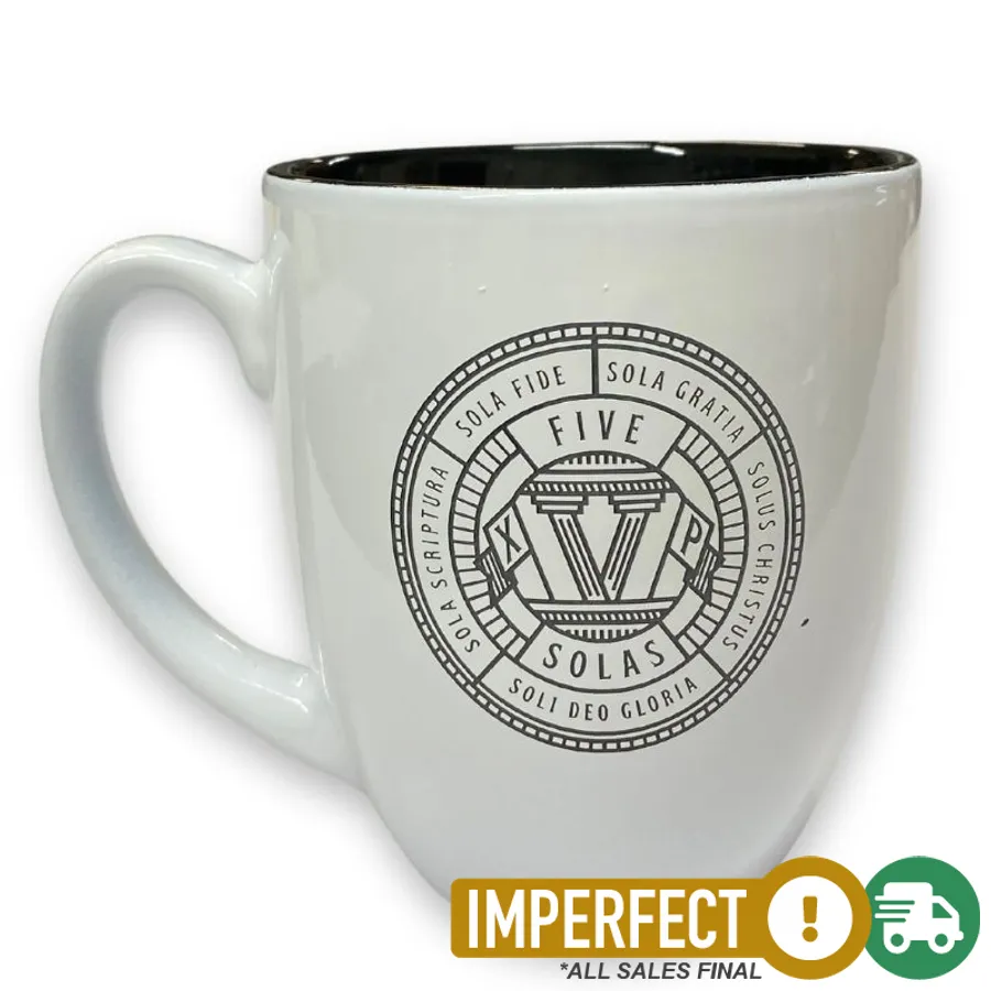 Imperfection, White, Five Solas Badge Bistro Mug | Missional Wear